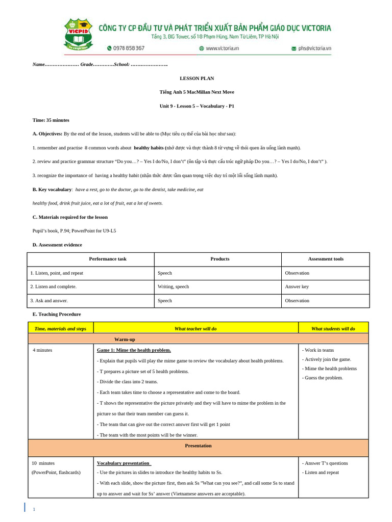 Ta5-Mnm-Unit 9-Lesson 5-P1 | PDF