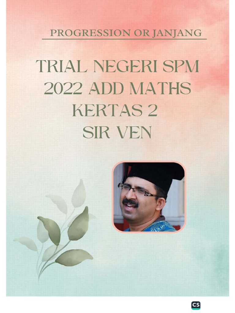 Trial Negeri 2022 SPM Add Maths Progression or Janjang Sir Ven | PDF