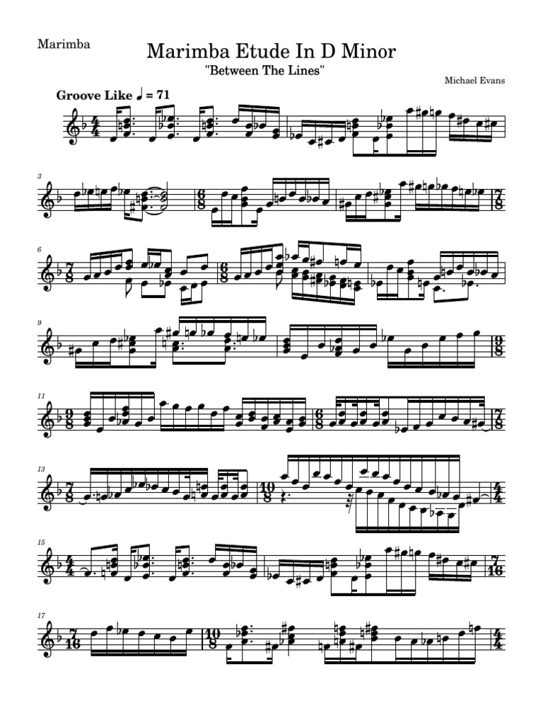 "Between The Lines" Marimba Solo Draft | PDF