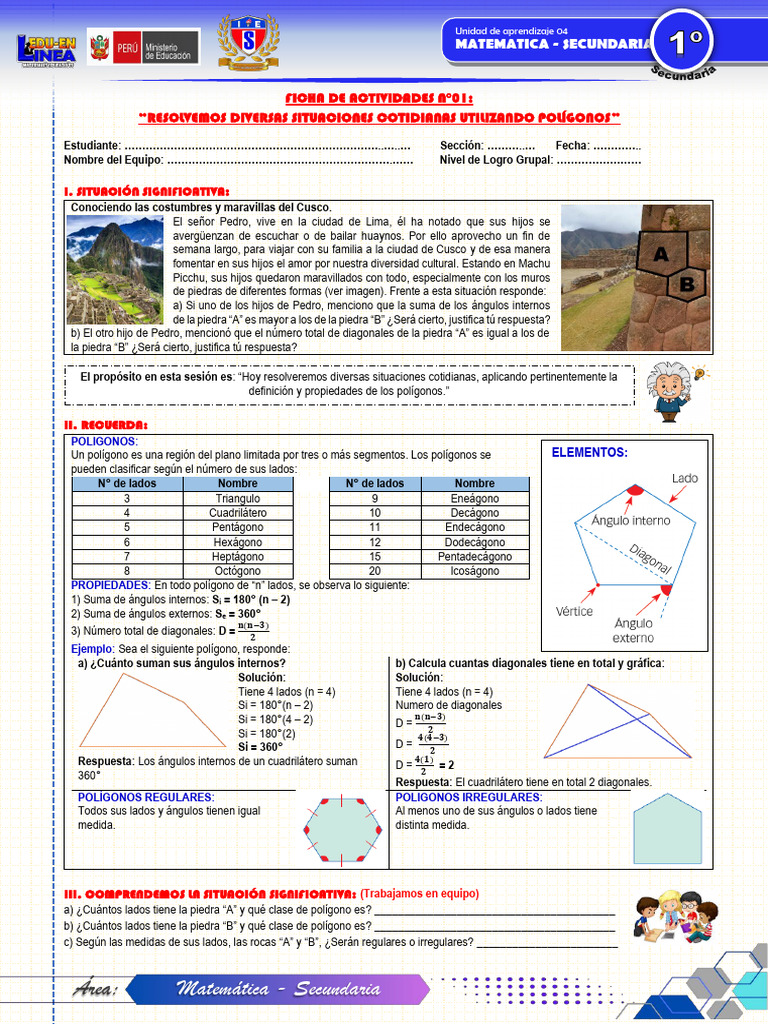 Ficha 1-1ero-Ua4-2025 | PDF | Geometría del plano euclidiano | Geometría Convexa