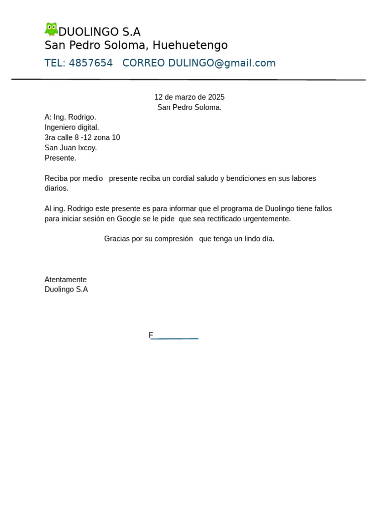 Carta Con Estilo Semi Bloque | PDF