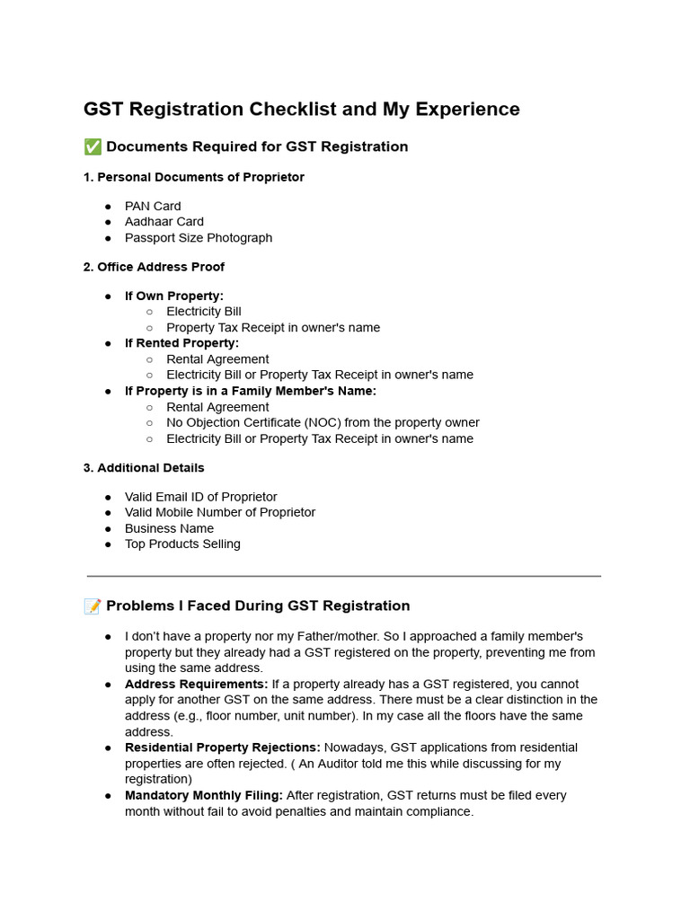 GST Registration Checklist Guide | PDF