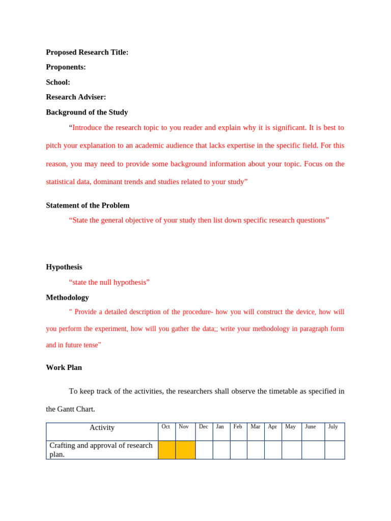 Research Proposal Format For UNILAB | PDF