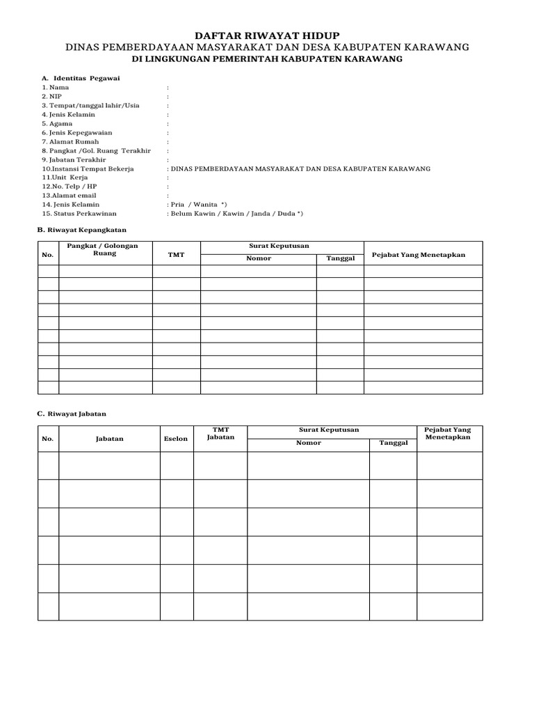 Form DRH PEGAWAI | PDF