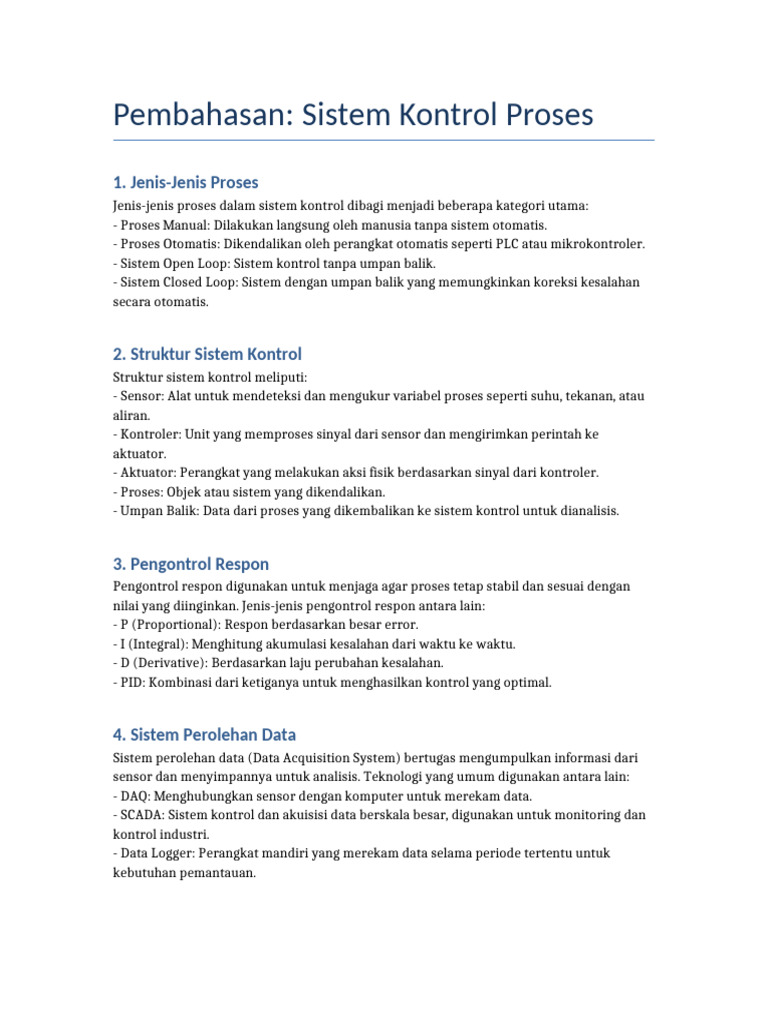 Pembahasan Sistem Kontrol Proses | PDF