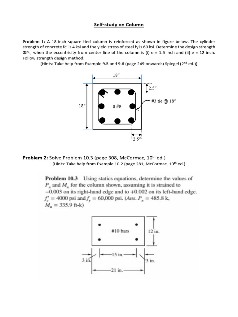 Self Study 3 Column Uniaxial | PDF