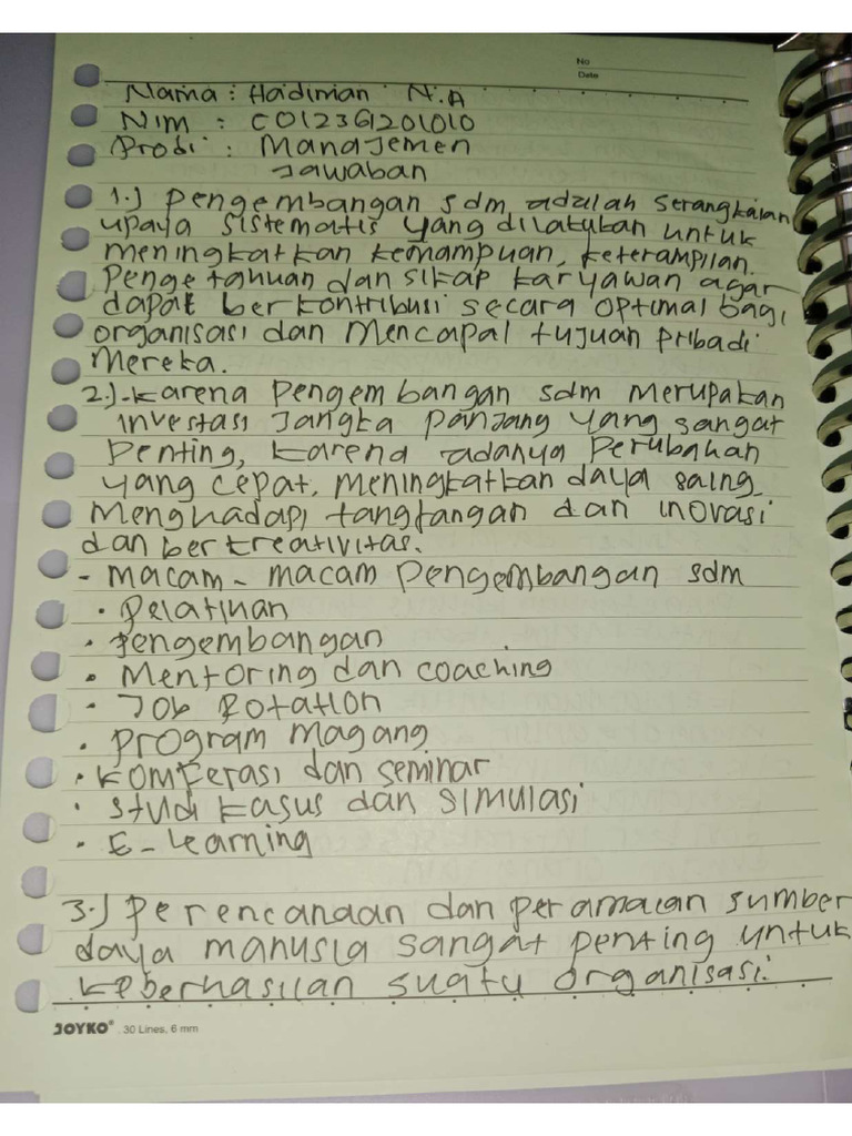 Latihan MSDM 2 Hadiman Nur Awaludin | PDF