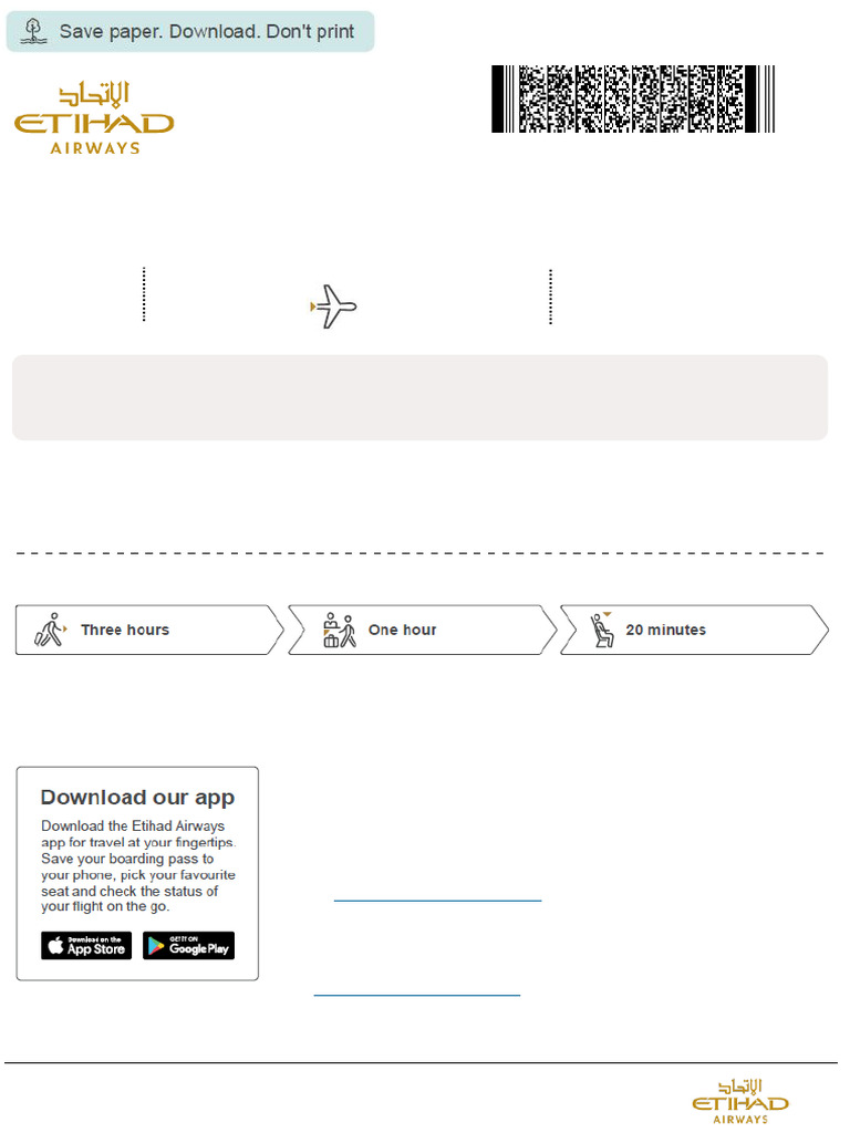 Your Boarding Pass To Mumbai - ETIHAD AIRWAYS | PDF | Aviation
