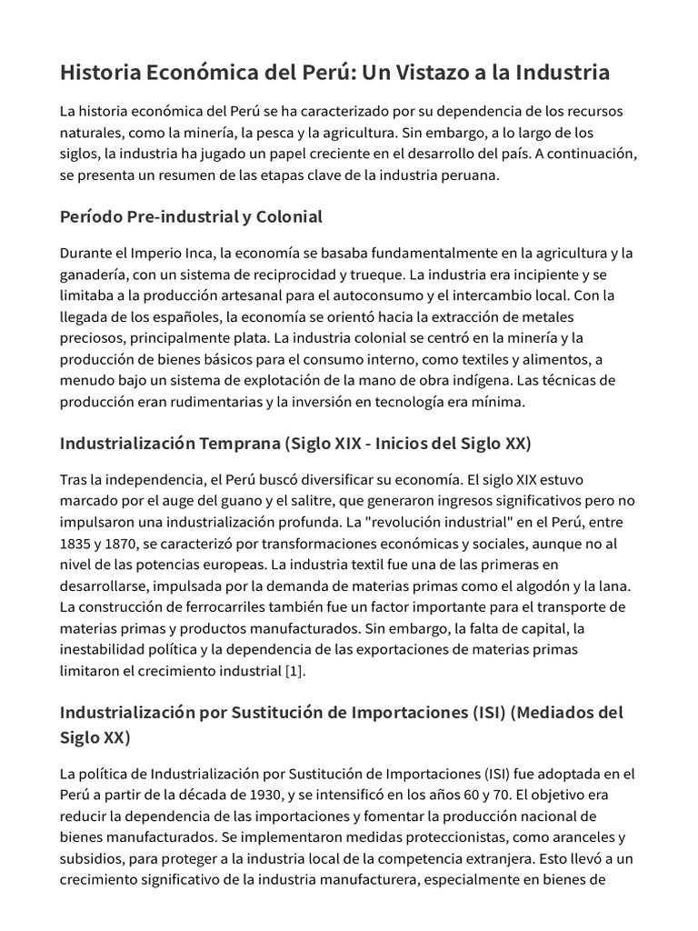 Evolución de la Industria en Perú | PDF | Perú | Economias