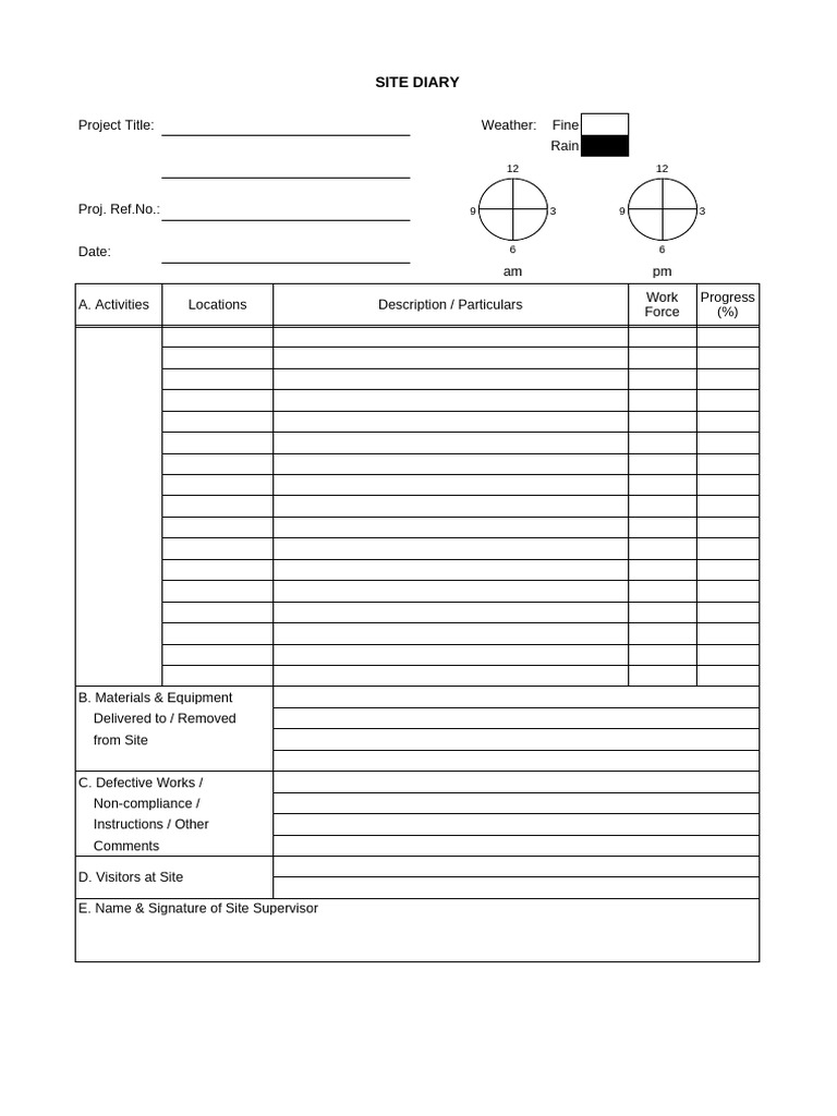 Site Diary Template Guide | PDF