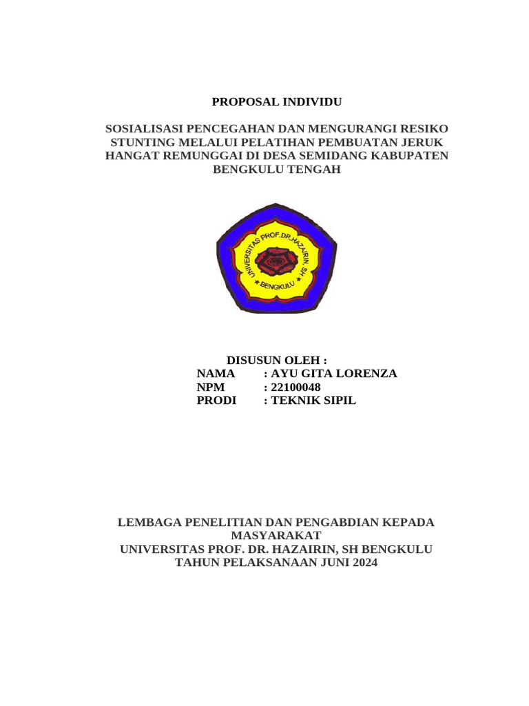 Proposal Individu KKN Putri | PDF