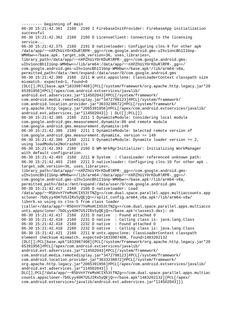 Com - Dual.space - Parallel.apps - Multiaccounts.appscloner Logcat | PDF | Operating System ...