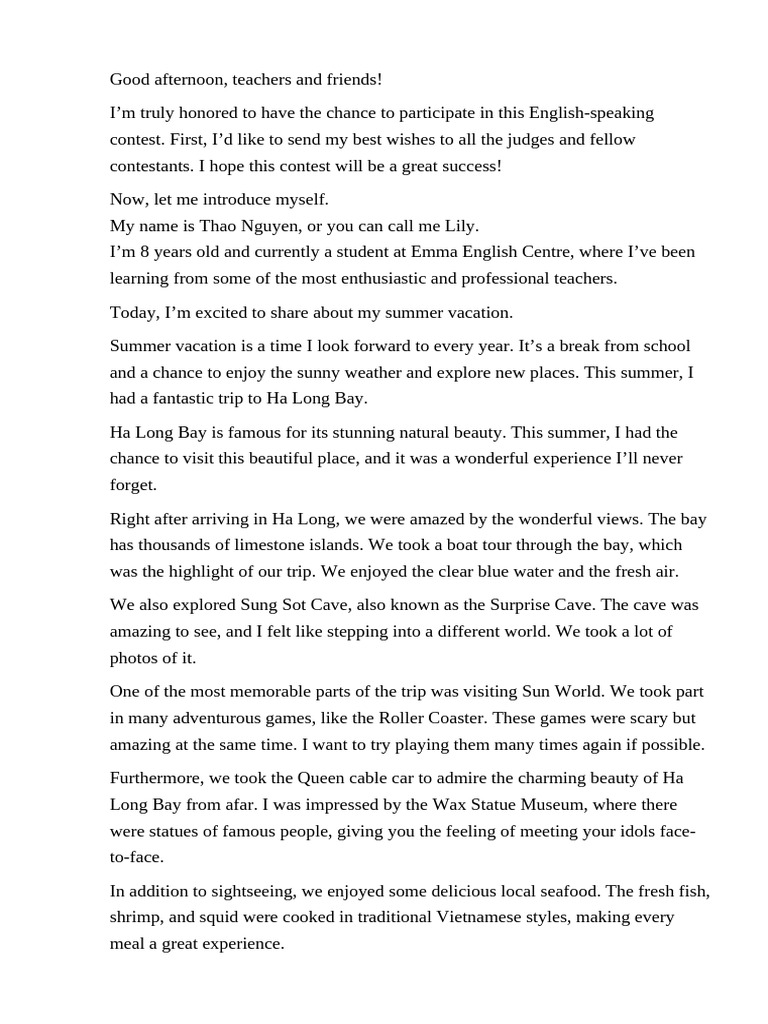 Summer Vacation | PDF