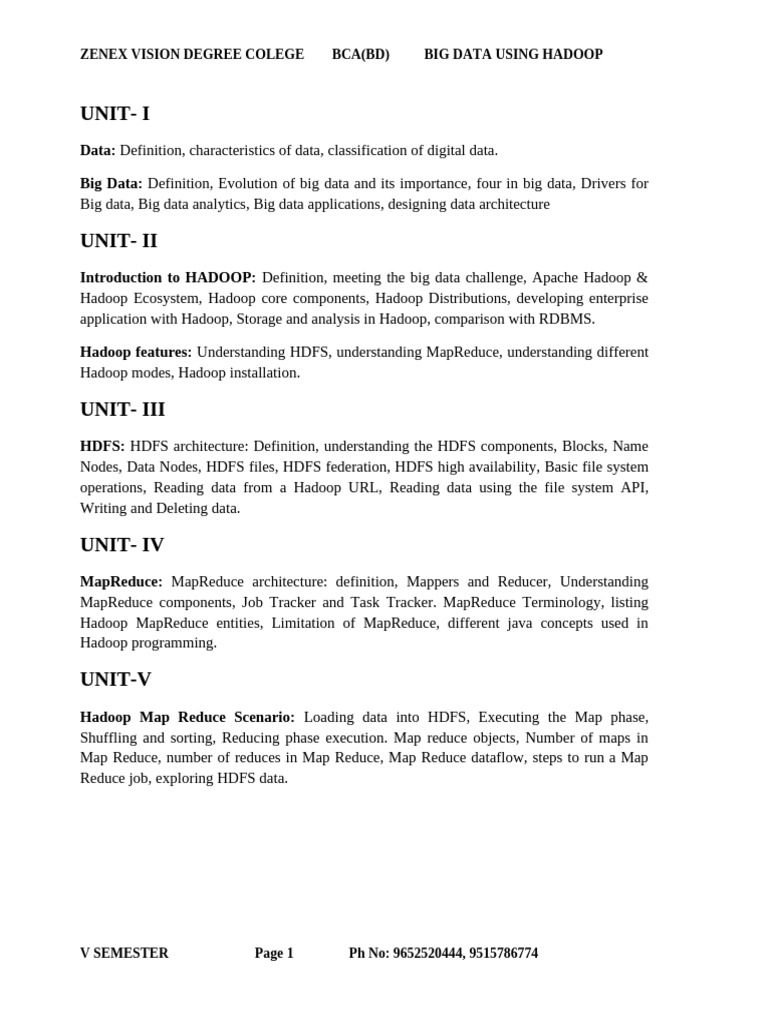 Bigdata Using Hadoop (Bca Bigdata) | PDF | Apache Hadoop | Map Reduce