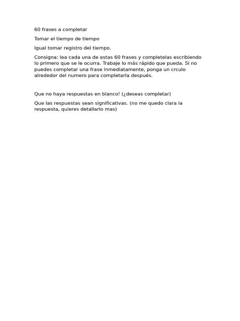 60 Frases A Completar | PDF