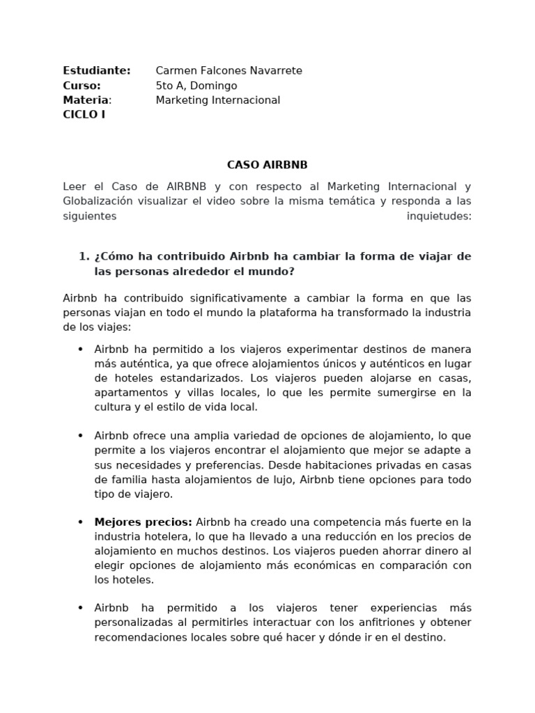 Caso Airbnb | PDF | Airbnb | Turismo