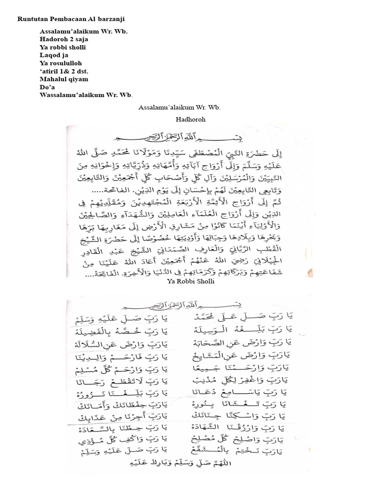 Runtutan Al Barzanji Fix | PDF