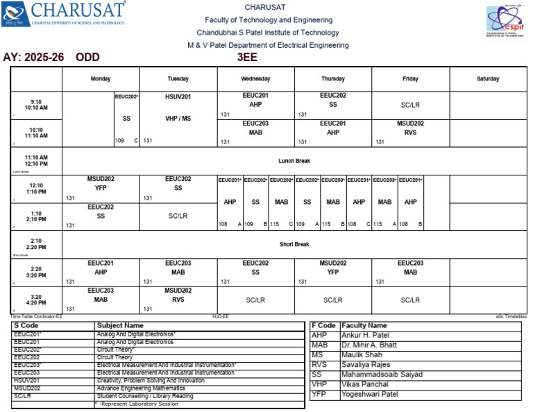 3EE TT 2025-26 Odd Effective 23jun2025 | PDF | Electromagnetism ...
