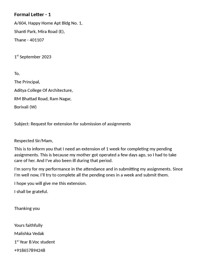 Formal Letter (Assignment) | PDF