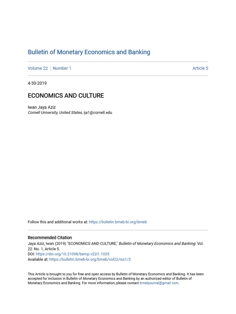 Economics and Culture | PDF | Economics | Institution