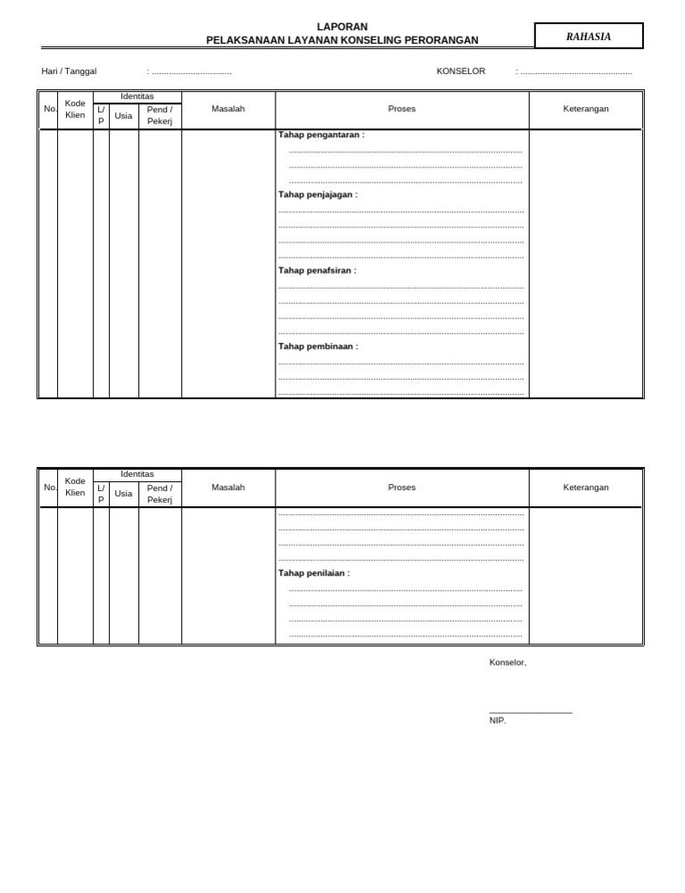 Format Laporan Konseling Individu | PDF