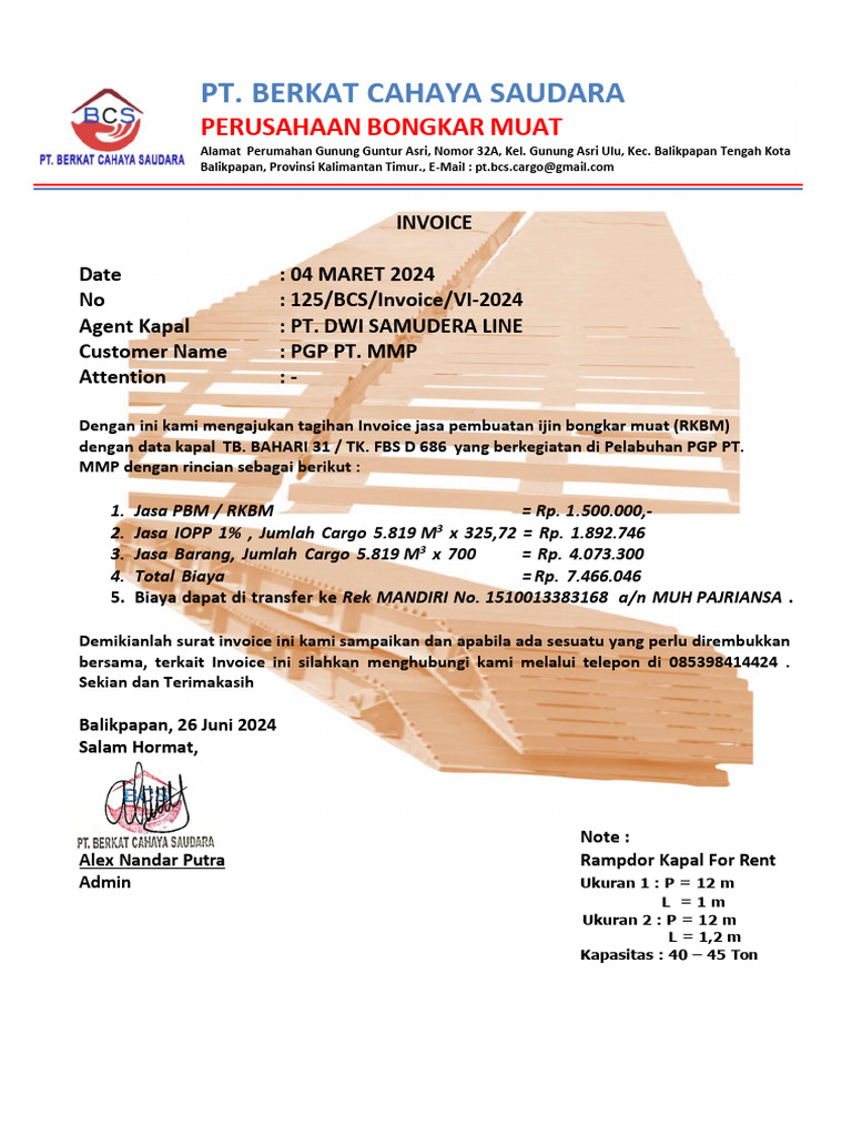 Invoice 125 Bahari 31 - Fbs D 686 | PDF