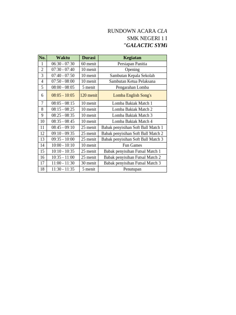 Rundown Kasar Classmeet 2025.fix Fix Salinan | PDF