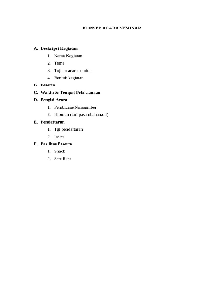 Konsep dan Rincian Acara Seminar | PDF