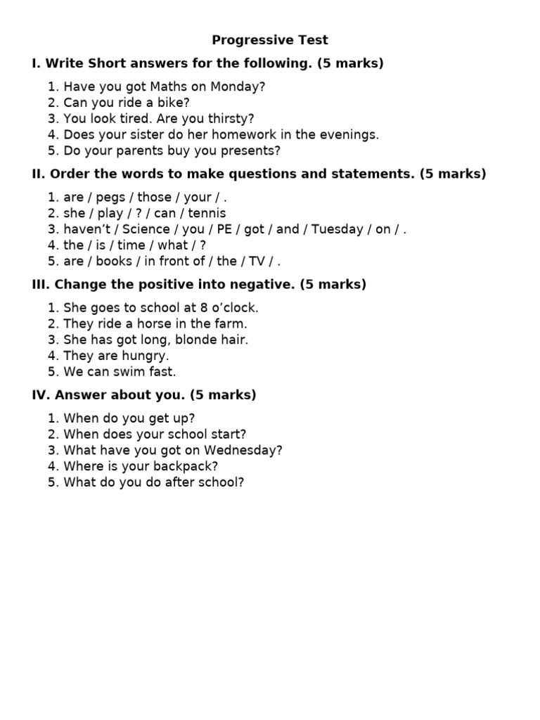 Progressive Test | PDF