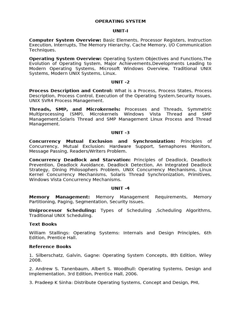 Operating System Mca 2024 Syllabus | PDF