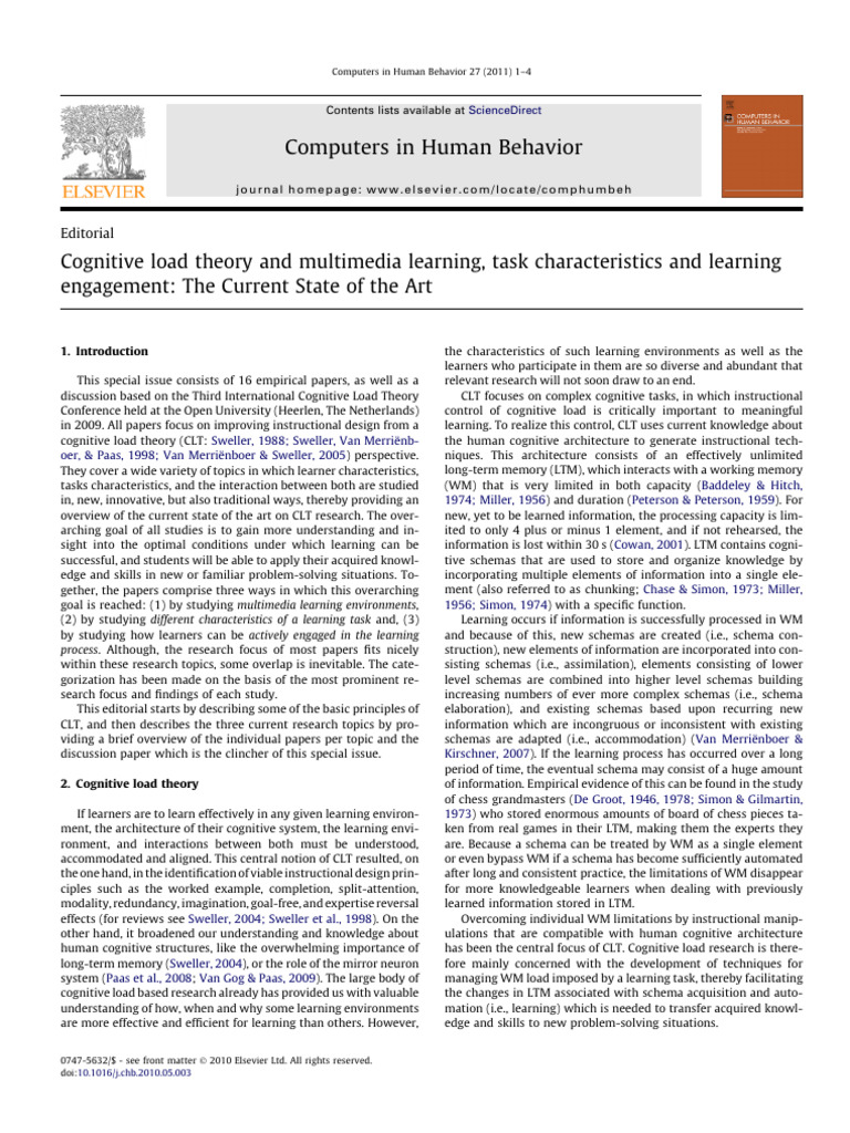 Advances in Cognitive Load Theory | PDF | Learning | Psychology