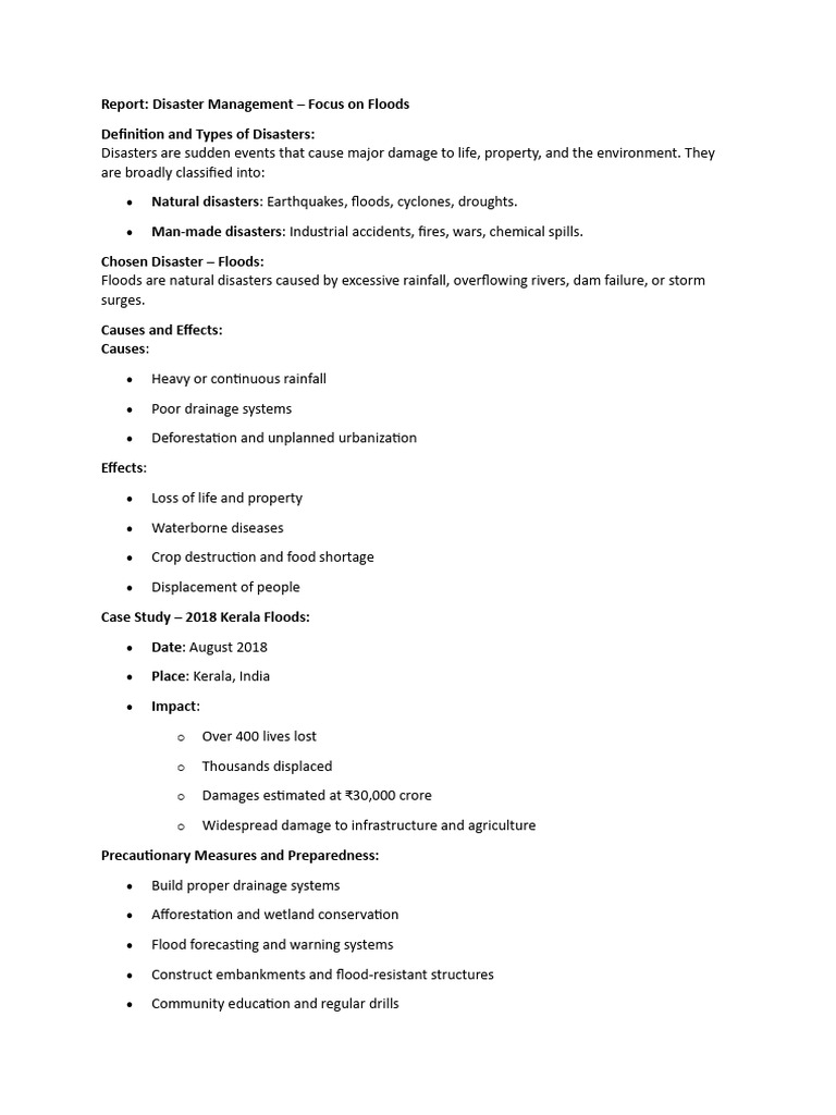 Disaster Management Report | PDF