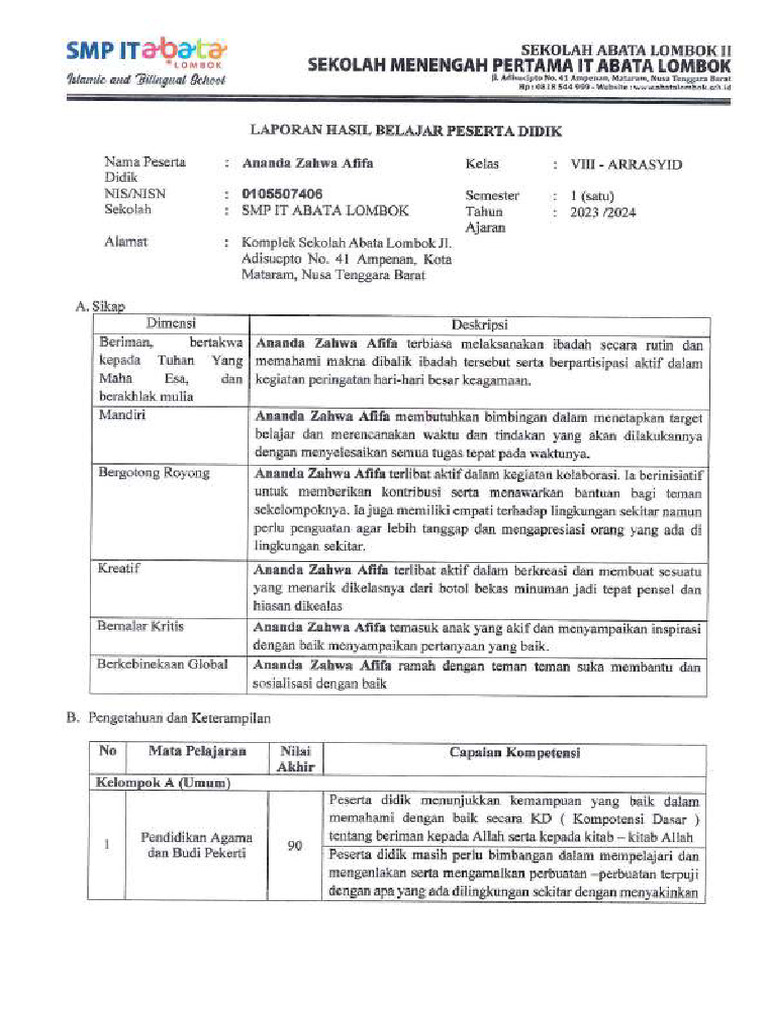 Semester 1 Kelas 8 - Compressed | PDF