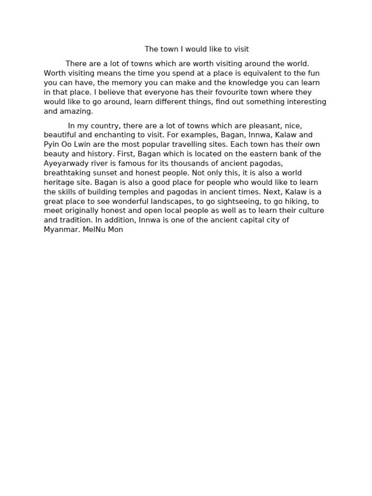 The Town I Would Like To Visit | PDF