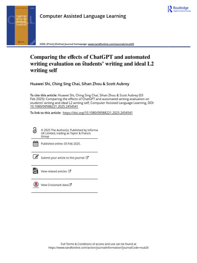 Comparing The Effects of ChatGPT and Automated Writing Evaluation On ...