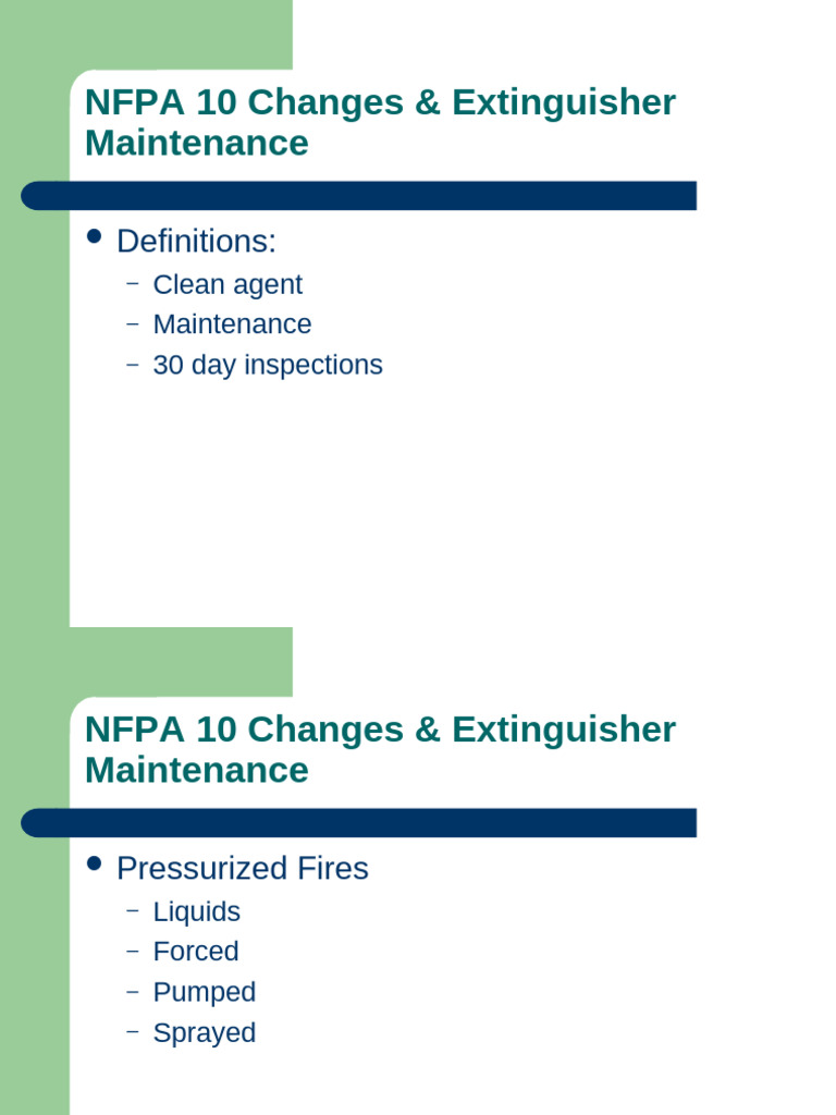 NFPA 10 Changes Extinguisher Maintenance | PDF | Magnesium | Physical ...