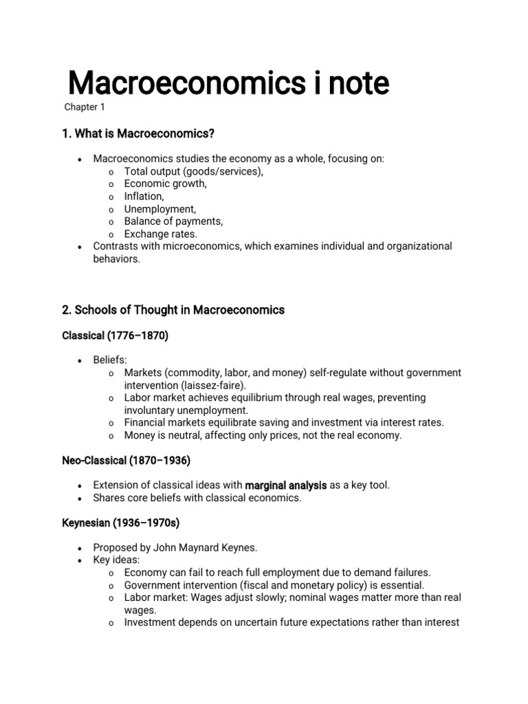 Macroeconomics I Study Notes | PDF | Economics | Macroeconomics