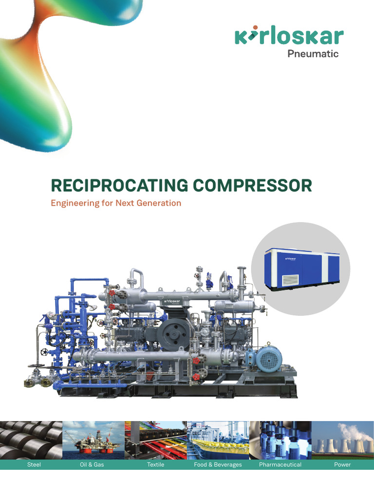 Kirloskar Reciprocating Compressor Brochure | PDF | Piston | Gases