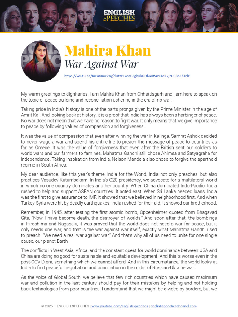TRANSCRIPT - Mahira Khan | PDF | Global Politics | International Relations