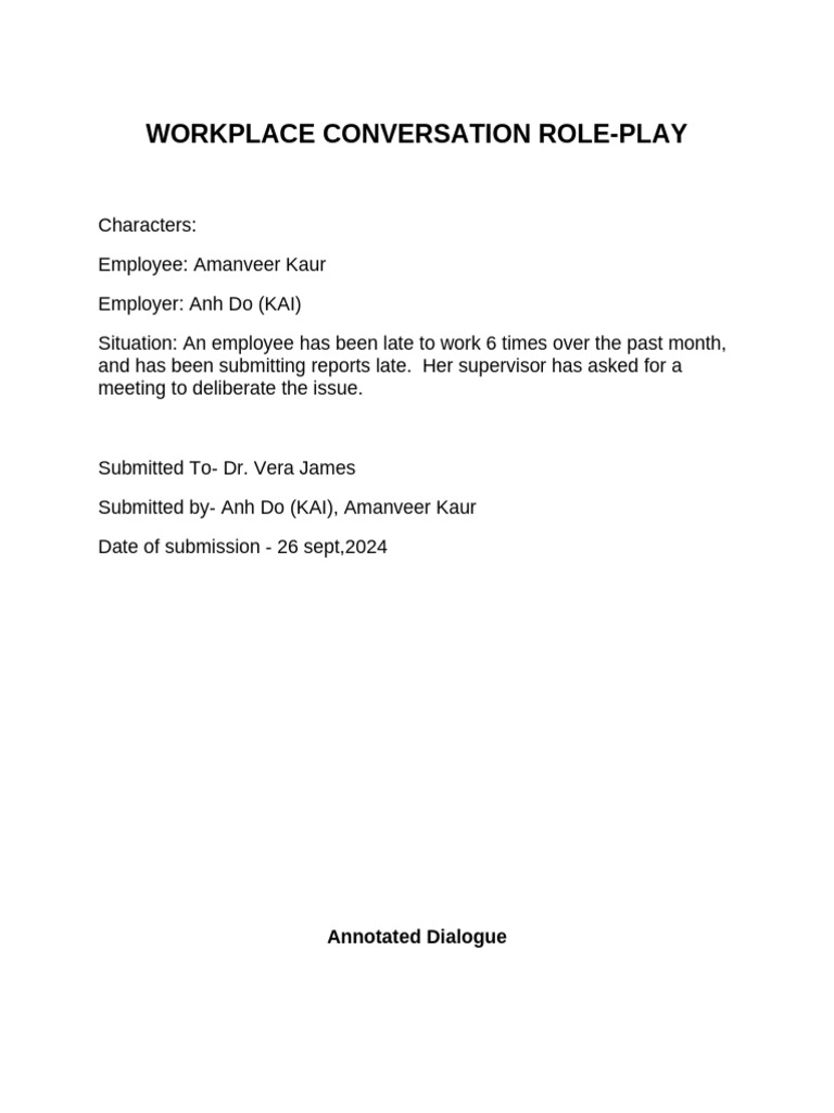 Workplace Conversation Role-Play | PDF