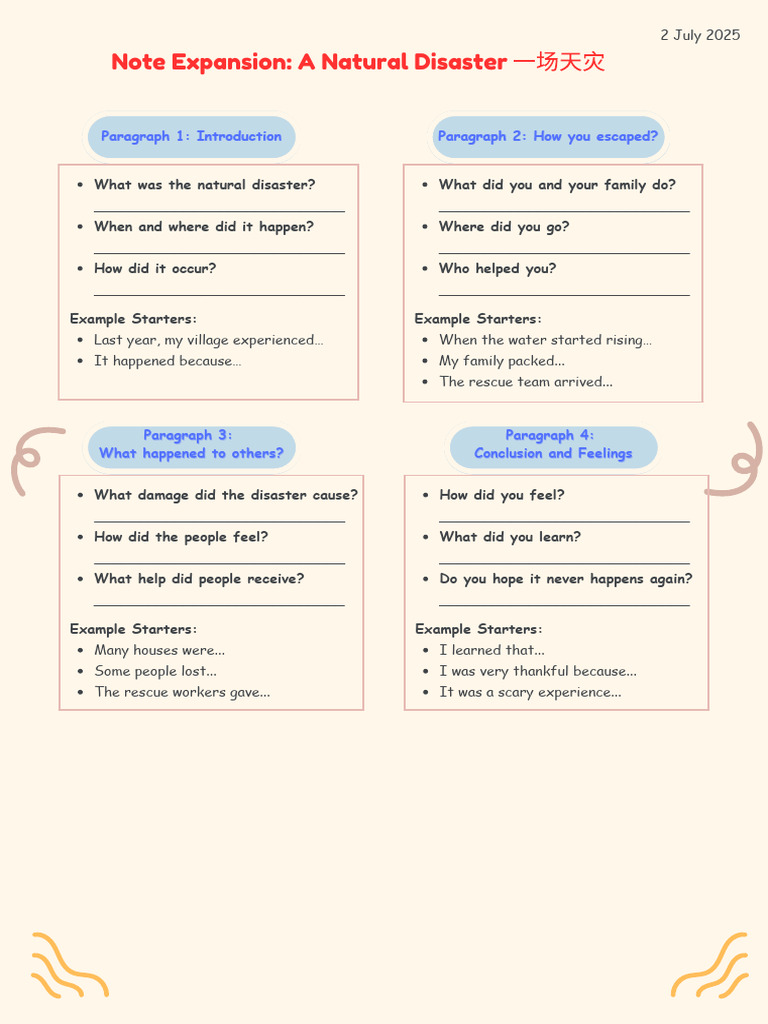 Form 1 Essay A Natural Disaster | PDF | Natural Disasters | Natural Hazards