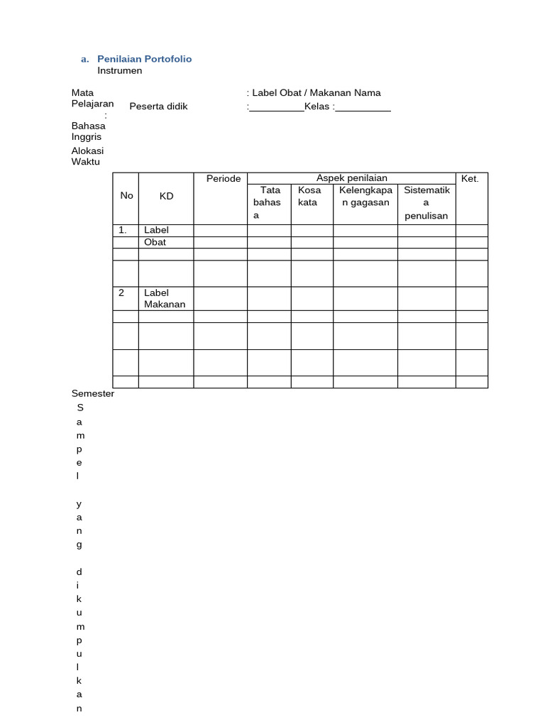 7 - Instrumen Penilaian Portofolio - tEXT LABEL | PDF