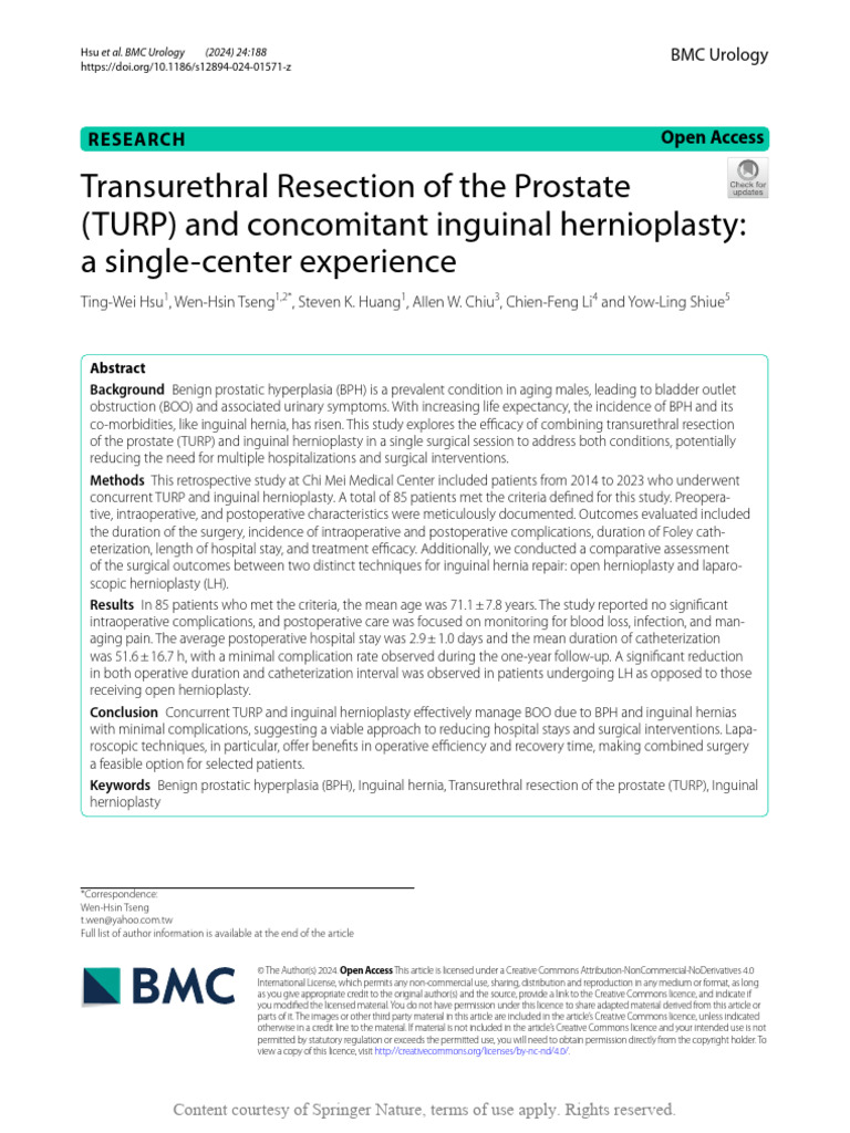 Transurethral Resection of The Prostate TURP and C | PDF | Surgery | Medical Specialties