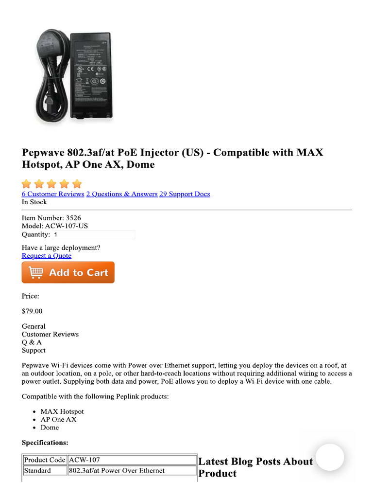 PepWave PoE Injector | PDF