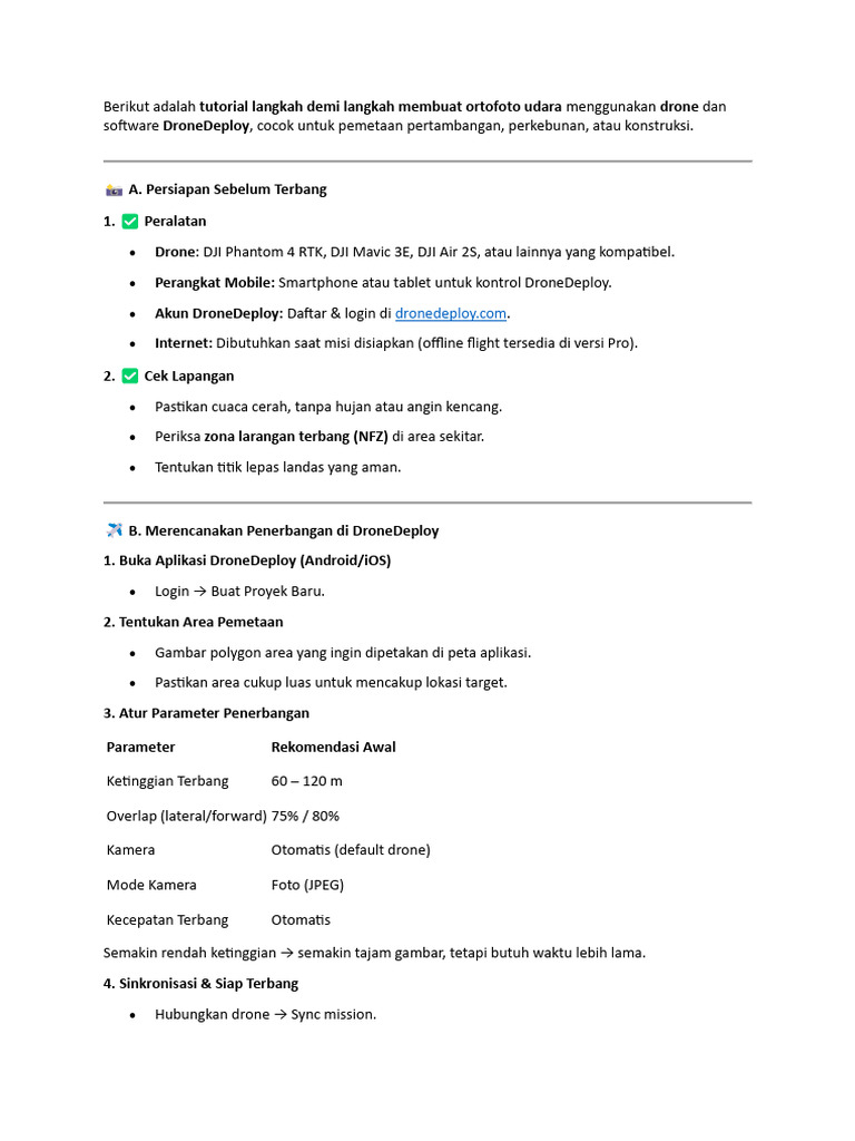 Tutorial Langkah Demi Langkah Membuat Ortofoto Udara Menggunakan Drone | PDF