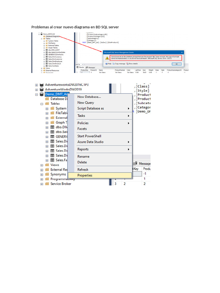 Problemas Al Crear Nuevo Diagrama en BD SQL Server | PDF