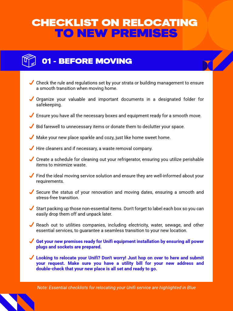 Unifi Relocation Checklist Guide | PDF