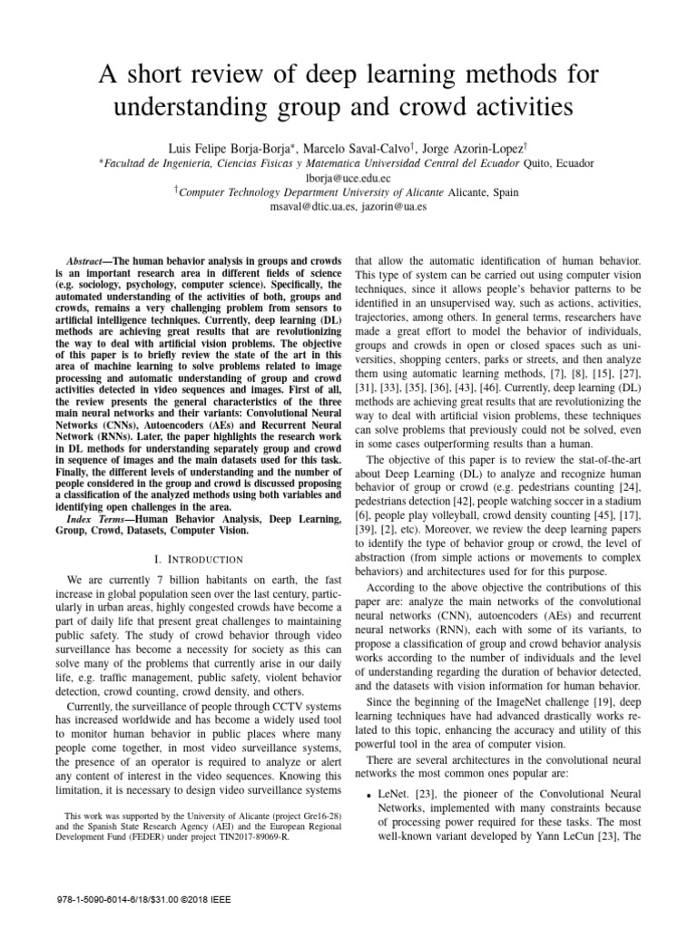 A Short Review of Deep Crowd Activities | PDF | Deep Learning | Machine Learning