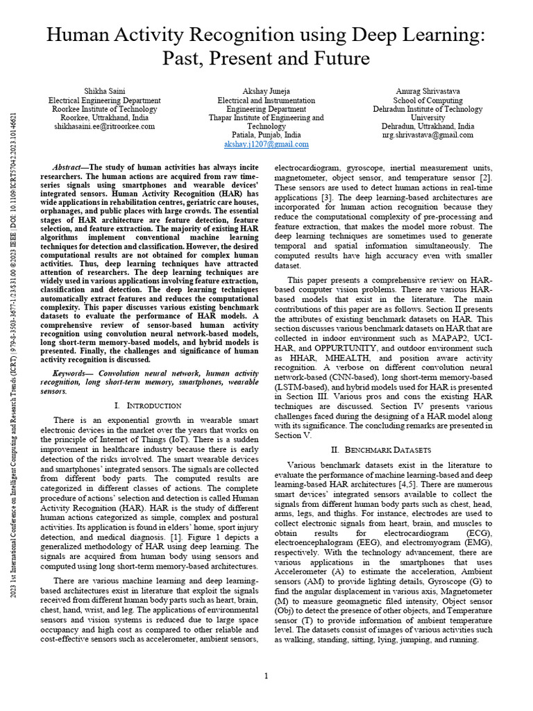 Humanactivity Recognition Deep Learning Pdf Deep Learning