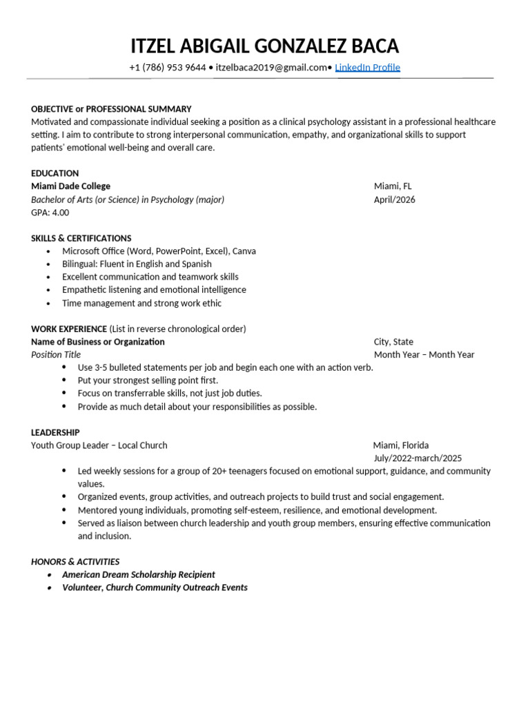 Clinical Psychology Assistant Resume | PDF